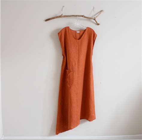 Custom Plus Size Linen Calla Lily Asymmetrical Dress With A Pocket Etsy
