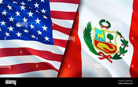 Usa And Peru Flags 3d Waving Flag Design Usa Peru Flag Picture