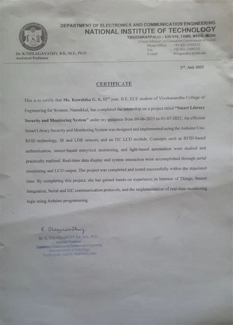 Internshipexperience Iot Arduino Smartlibrary Electronics