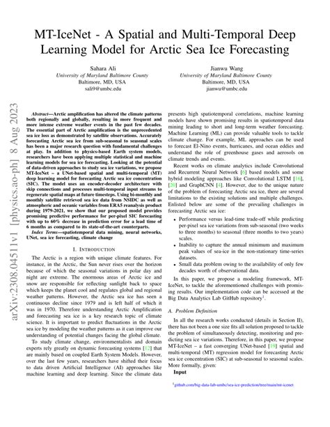 (PDF) MT-IceNet -- A Spatial and Multi-Temporal Deep Learning Model for Arctic Sea Ice Forecasting