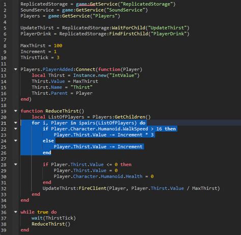 Roblox Thirst System Scripting Support Developer Forum Roblox