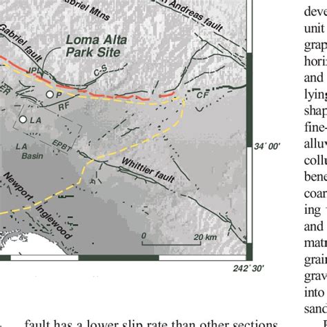 Map Of Southern California Showing Major Faults Cf Cucamonga Fault