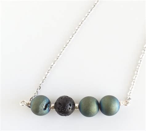 Blue Agate Oil Diffuser Bar Necklace Aromatherapy Oil Diffuser