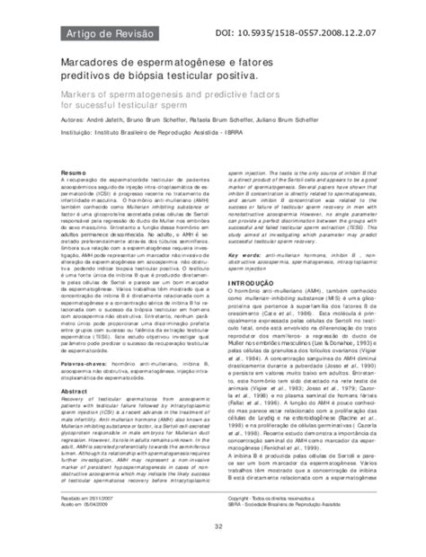Pdf Markers Of Spermatogenesis And Predictive Factors For Sucessful