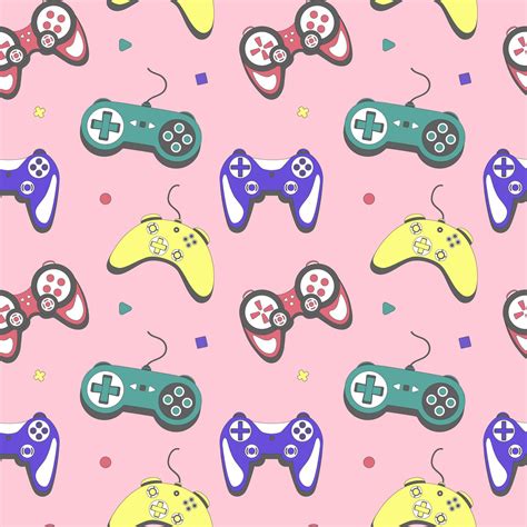 Seamless Pattern Gamepad In Retro Style Game Controller For Computer Playing Vector