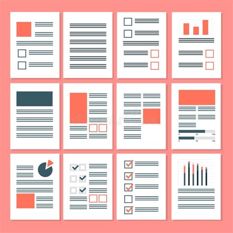 Set Of Document Objects Business Icon Collection Stock Vector Illustration Of Form Page