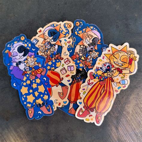 Daycare Attendant Fnaf Vinyl Stickers Etsy Fnaf Art Sun And Moon