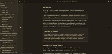 [broken website] the local rust book sidebar is not affected · issue
