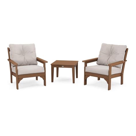 Polywood Vineyard 3 Piece Deep Seating Set Teak Dune Burlap Bbqguys
