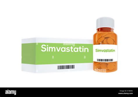 Render Illustration Of Simvastatin Title On Pill Bottle And Box