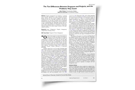 The Ten Differences Between Programs And Projects And The Problems They Cause John Grill
