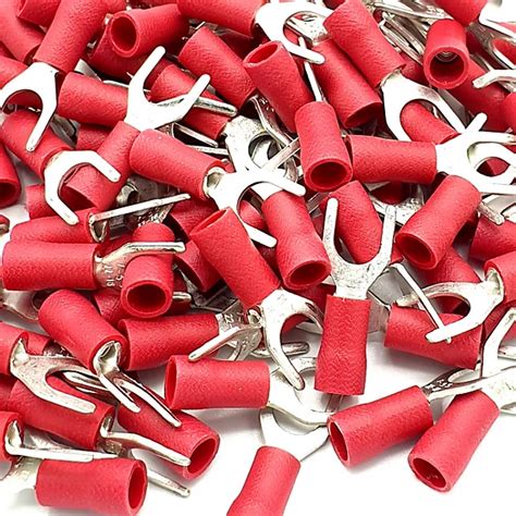 Pepte 100 X 64mm Red Cable Crimp Fork Spade Terminals Connectors
