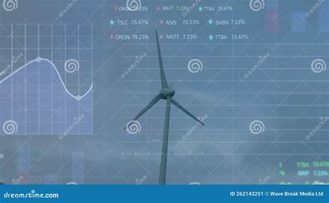 Animation Of Financial Data Processing Over Wind Turbine Stock Video Video Of Data Concept