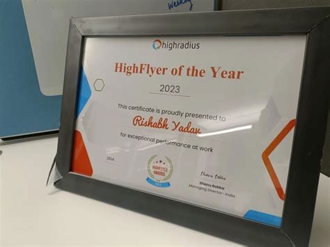 Rishabh Yadav On Linkedin Grateful And Humbled To Be Recognised As Highflyer Of The Year 2023