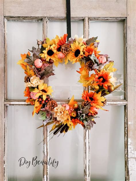 How To Make A Dollar Store Fall Wreath In 5 Easy Steps Easy Diy Fall