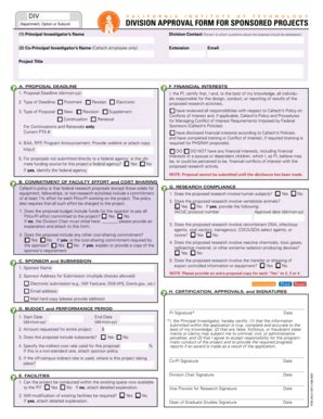 Fillable Online Forms Caltech Division Approval Form For Sponsored Projects Caltech Forms