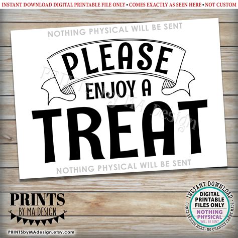 Please Enjoy A Treat Sign Sweet Treat Cupcake Candy Cake Printable