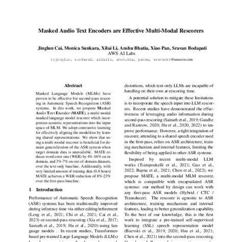Masked Audio Text Encoders Are Effective Multi Modal Rescorers Acl