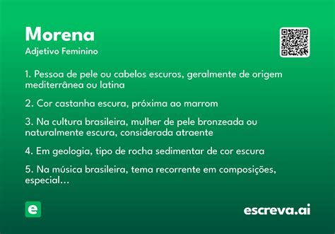 Morena Significado E Sinônimo Escrevaai
