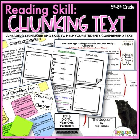 Close Reading Chunking Text Reading Comprehension Skills Ela 6th 7th 8th