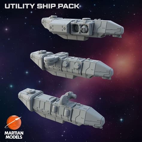 3d Printable Hellas Shipyard Utility Ship Pack By Martian Models