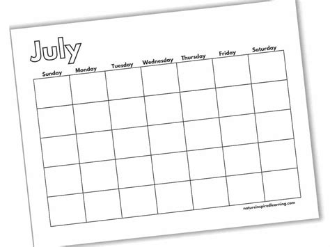 Free Printable July Calendar Template For Easy Planning