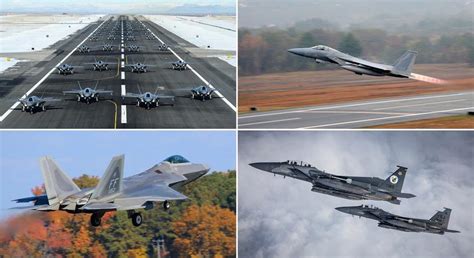 The F 35 Lightning Ii F 22 Raptor F 15e Strike Eagle And F 15 Eagle Will Participate In The