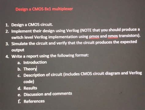 Solved Design A Cmos 8x1 Multiplexer 1 Design A Cmos