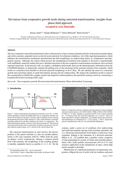 Pdf Deviations From Cooperative Growth Mode During Eutectoid Transformation Insights From A