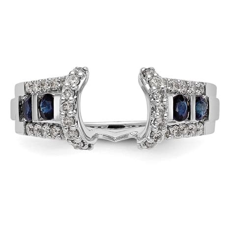 14k White Gold Real Diamond Wsapphire Wrap