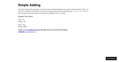 Simple Adding Codesandbox