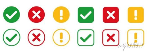 Check Mark And X Set Icon Simple Web Buttons Checkmarks And
