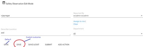 hide default save button but display custom outcome save button · issue