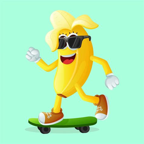 Cute Banana Character Skateboarding 24701331 Vector Art At Vecteezy