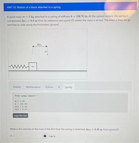 Solved A point mass m=5 kg attached to a spring of stiffness | Chegg.com