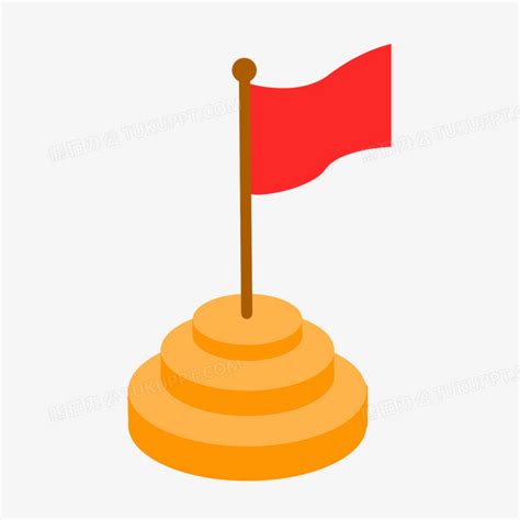 手绘卡通飘扬的红旗元素png图片素材下载 卡通png 熊猫办公