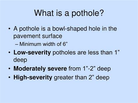 Ppt Pothole Powerpoint Presentation Free Download Id3553829