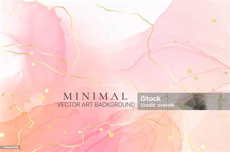 골든 닷이 있는 로즈 핑크 액체 수채화 배경 먼지가 홍당무 대리석 알코올 잉크 그리기 효과 웨딩 초대 메뉴 Rsvp에 대한 벡터
