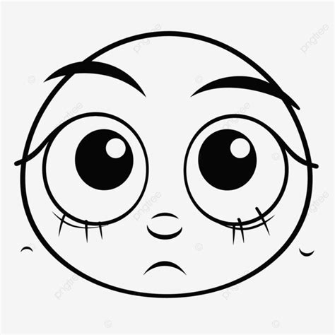 슬픈 얼굴 개요 스케치 드로잉의 흑백 만화 벡터 슬픈 눈 그리기 슬픈 눈 개요 슬픈 눈 스케치 PNG 일러스트 및 벡터
