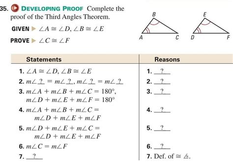 Answered 35 Developing Proof Complete The Proof Of The Third Angles