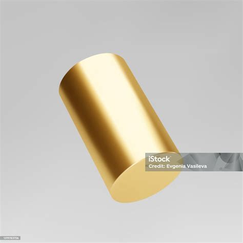 회색 배경에 격리 된 골드 3d 회전 실린더 실린더 기둥 황금 파이프 3d 기본 기하학적 형상 벡터 3차원 형태에 대한 스톡 벡터 아트 및 기타 이미지 Istock