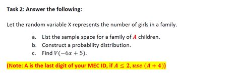 Solved Task Answer The Following Let The Random Variable Chegg