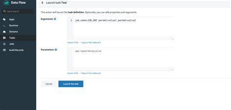 spring cloud data flow task persist arguments between executions
