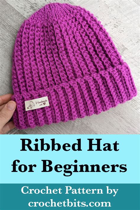 Free Crochet Ribbed Hat Pattern For Beginners Easy Crochet Hat