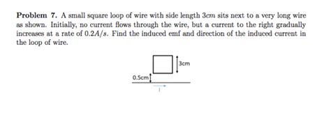 Solved A Small Square Loop Of Wire With Side Length Cm Sits Chegg