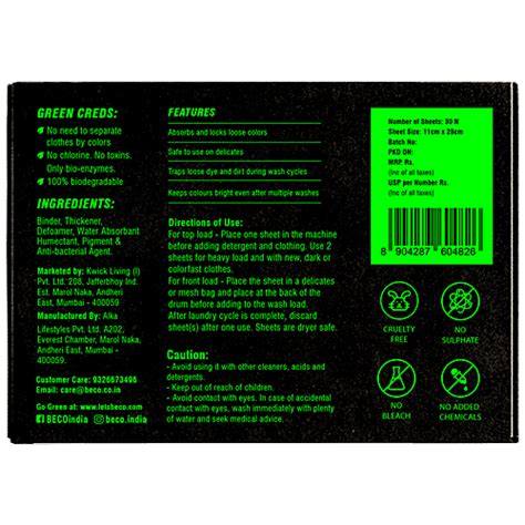 Buy Beco Plant Based Colour Catcher Sheets Online At Best Price Of Rs