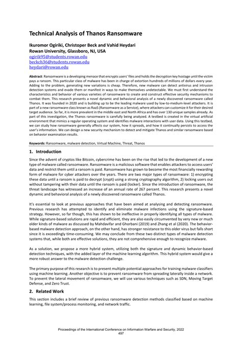 Pdf Technical Analysis Of Thanos Ransomware