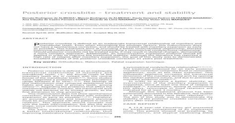 Pdf Posterior Crossbite Treatment And Stability Dokumentips