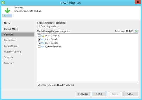 バックアップするボリュームの選択 Veeam Agent For Microsoft Windows Guide