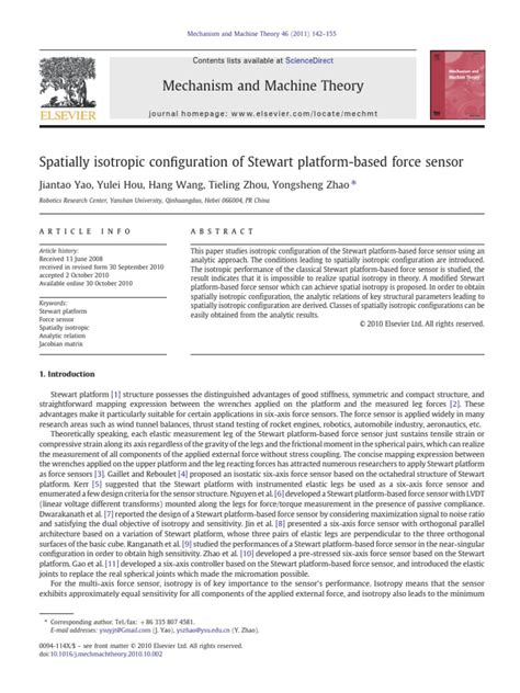 Pdf Spatially Isotropic Configuration Of Stewart Platform Based Force Sensor Dokumen Tips